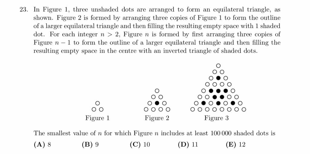 Solved 23. In Figure 1, three unshaded dots are arranged to | Chegg.com