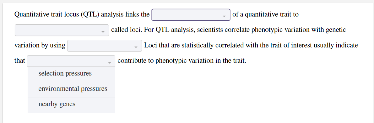 Solved Quantitative trait locus (QTL) analysis links the | Chegg.com
