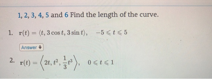 Solved 1, 2, 3, 4, 5 and 6 Find the length of the curve. 1. | Chegg.com