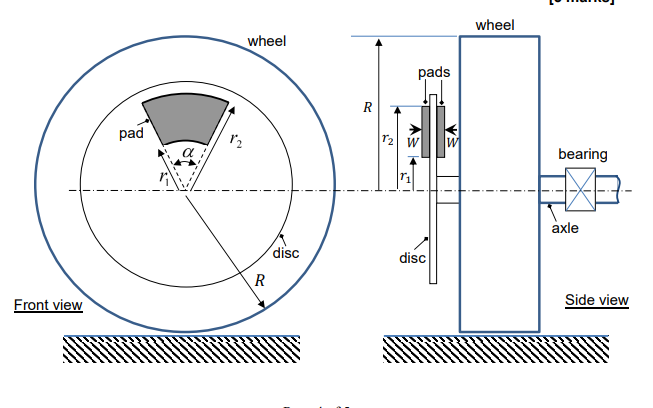 [Solved]: Figure Q3 shows the disc brake on one of the drive