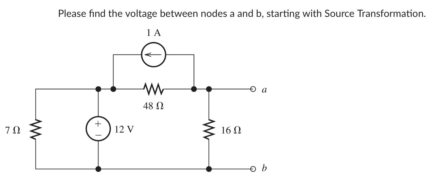 Solved Please find the voltage between nodes a and b, | Chegg.com