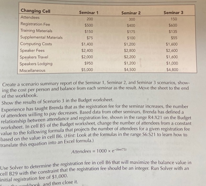Solved Create a scenario summary report of the Seminar 1, | Chegg.com