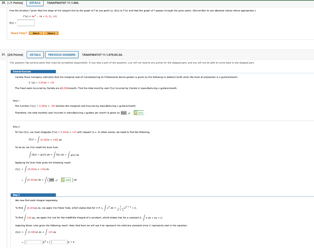 Solved 20. (-/1 Points) DETAILS TANAPMATH7 11.1.060. Find | Chegg.com Solved 20. (-/1 Points) DETAILS TANAPMATH7 11.1.060. Find | Chegg.com