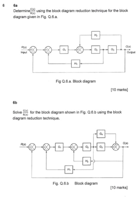 Solved 6 6a Detrmine using the block diagram reduction | Chegg.com