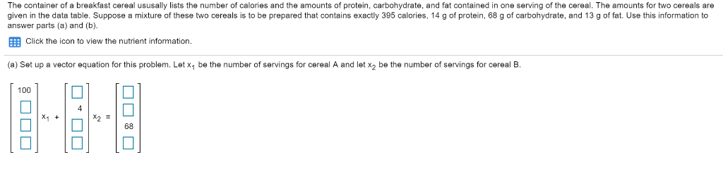 Solved The container of a breakfast cereal ususally lists | Chegg.com