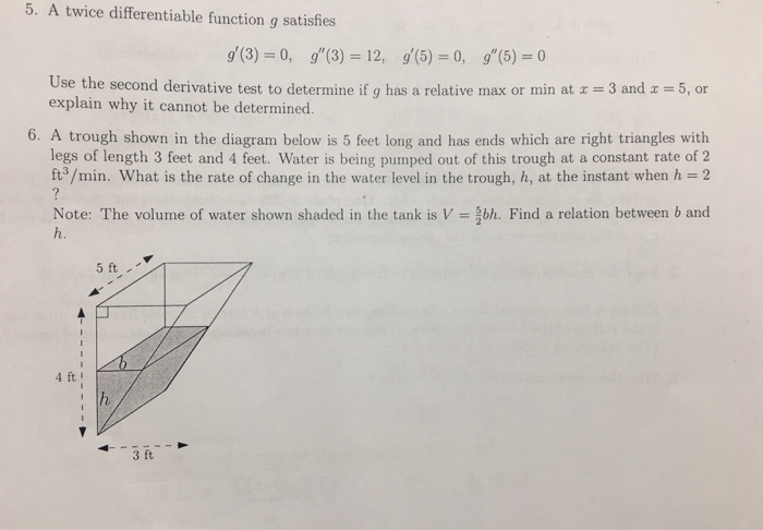 Solved 5. A twice differentiable function g satisfies | Chegg.com