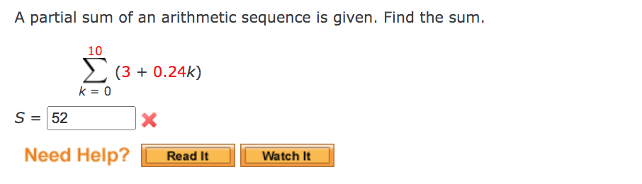 Solved A partial sum of an arithmetic sequence is given. | Chegg.com