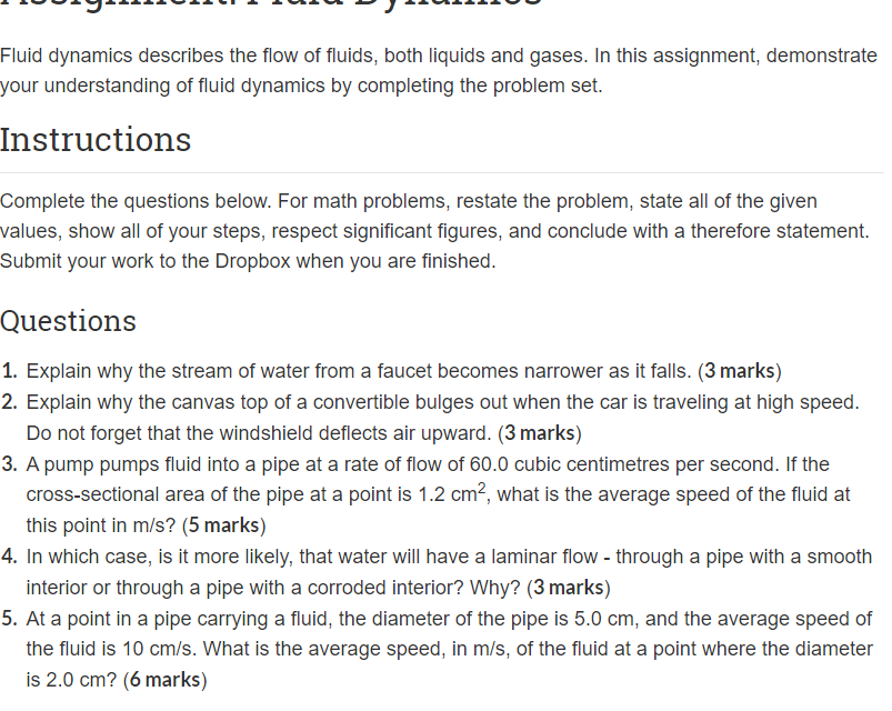 Solved Fluid dynamics describes the flow of fluids, both | Chegg.com