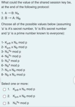 Solved What could the value of the shared session key be, at | Chegg.com