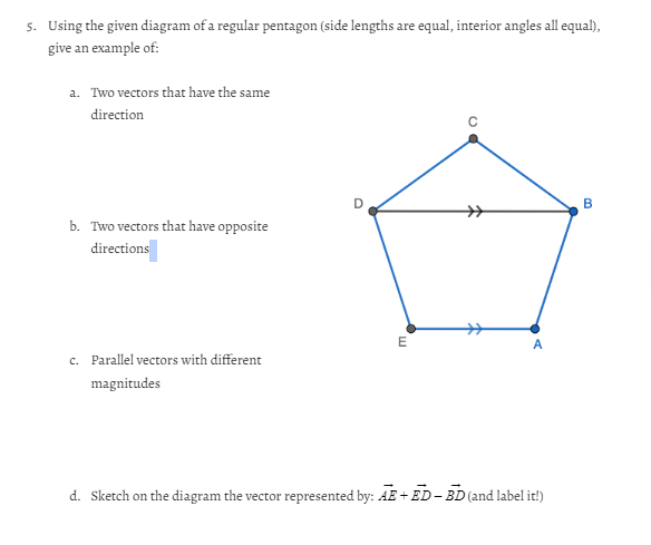 Solved 5. Using the given diagram of a regular pentagon | Chegg.com