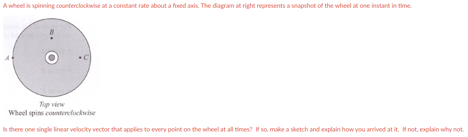 Solved A wheel is spinning counterclockwise at a constant | Chegg.com