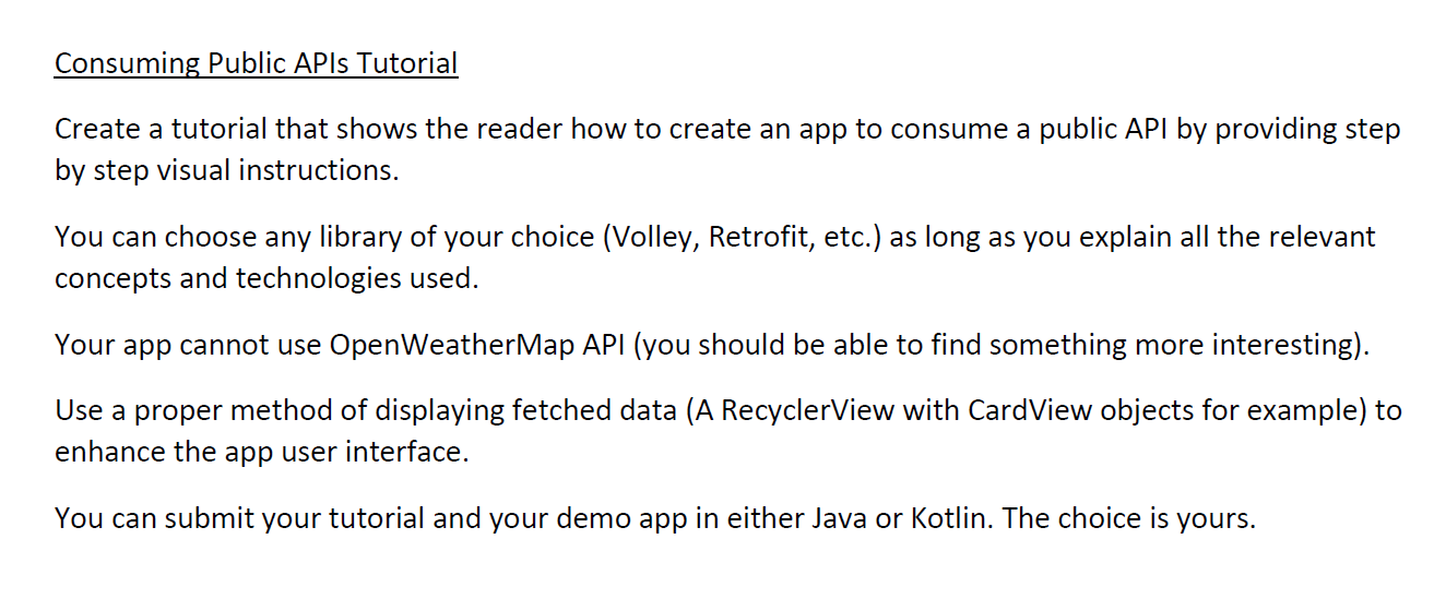 Consuming Public APIs Tutorial Create a tutorial that | Chegg.com