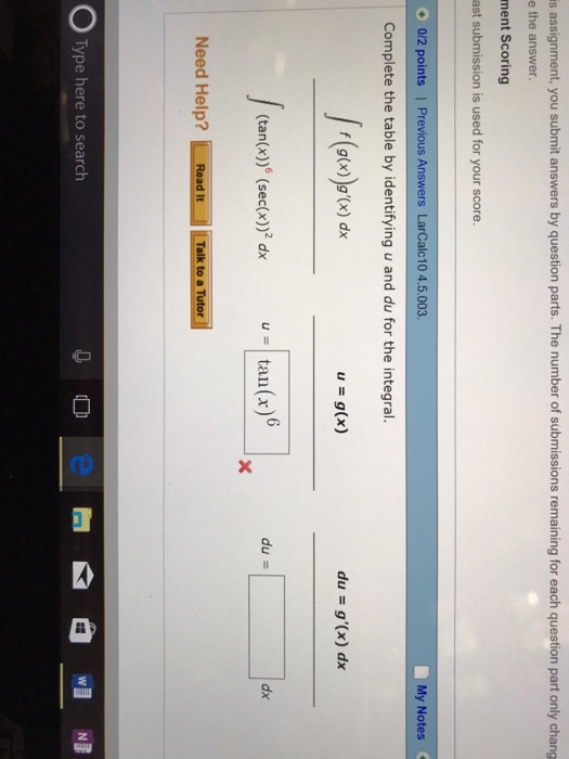 Solved Complete the table by identifying u and du for the | Chegg.com