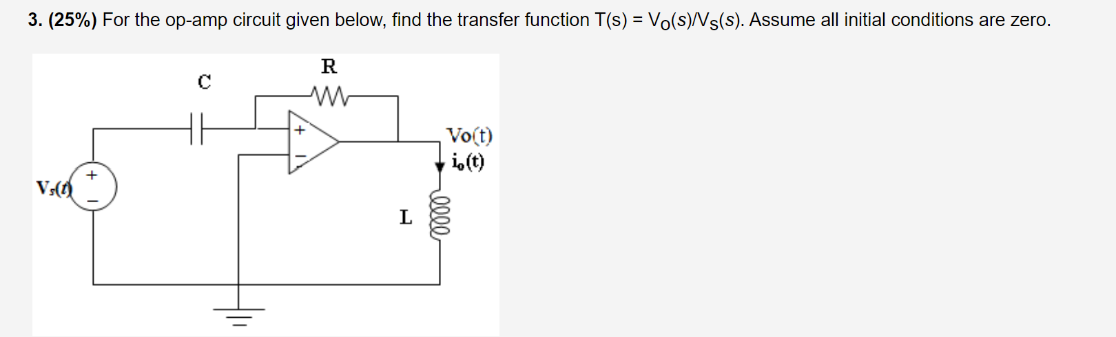 Solved 3. (25%) For the op-amp circuit given below, find the | Chegg.com