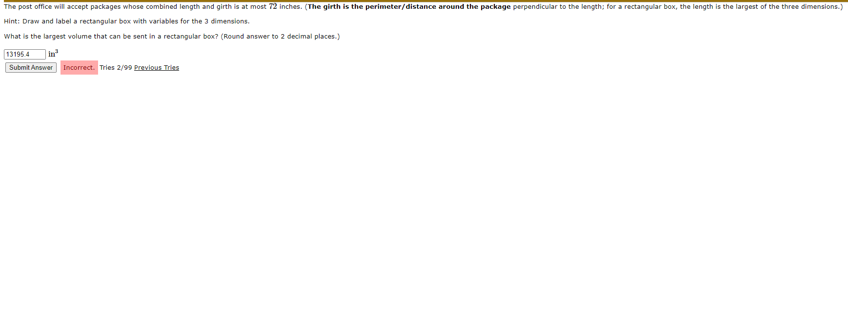 Solved Hint: Draw and label a rectangular box with variables | Chegg.com
