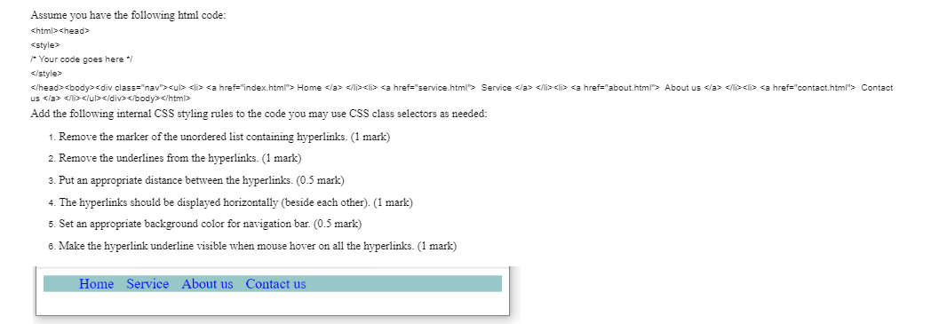 Solved Assume you have the following html code: | Chegg.com