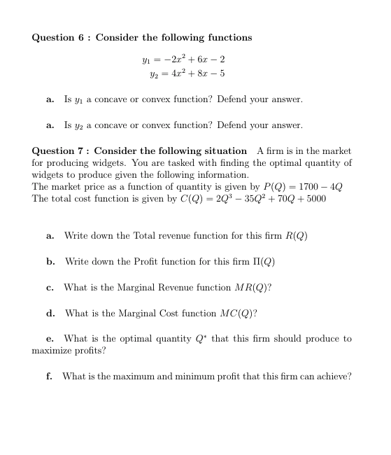 Solved Question 1: Differentiate the following functions. | Chegg.com