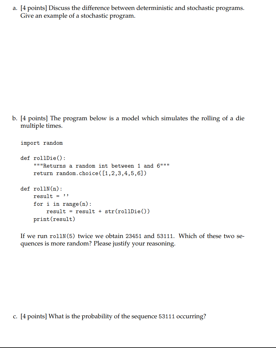 Solved a. [4 points] Discuss the difference between | Chegg.com