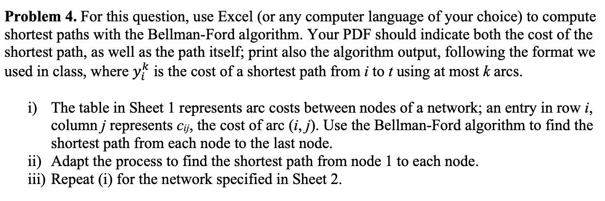 Solved Problem 4. For this question, use Excel (or any | Chegg.com