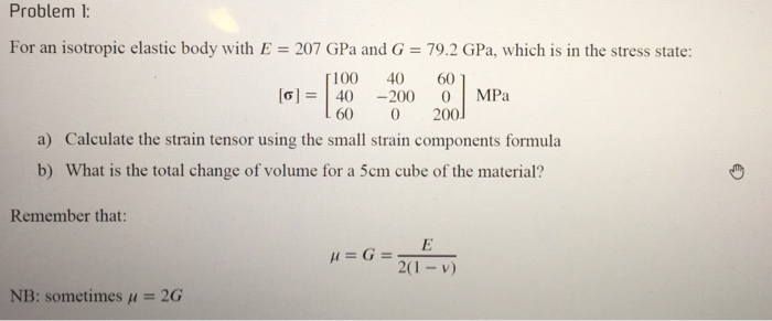 Solved Problem 1: For an isotropic elastic body with E = 207 | Chegg.com