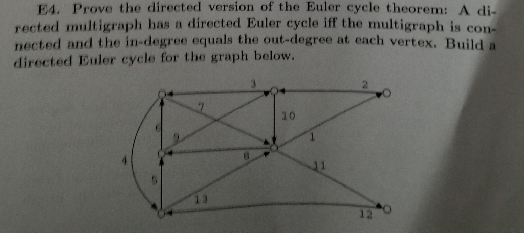 Solved E4. Prove the directed version of the Euler cycle | Chegg.com