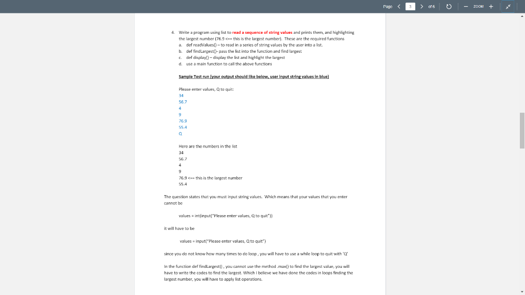 Solved Page of 6 0 - ZOOM + 4. Write a program using | Chegg.com