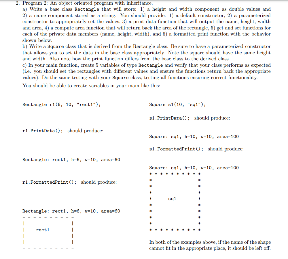 Solved 2. Program 2: An object oriented program with | Chegg.com