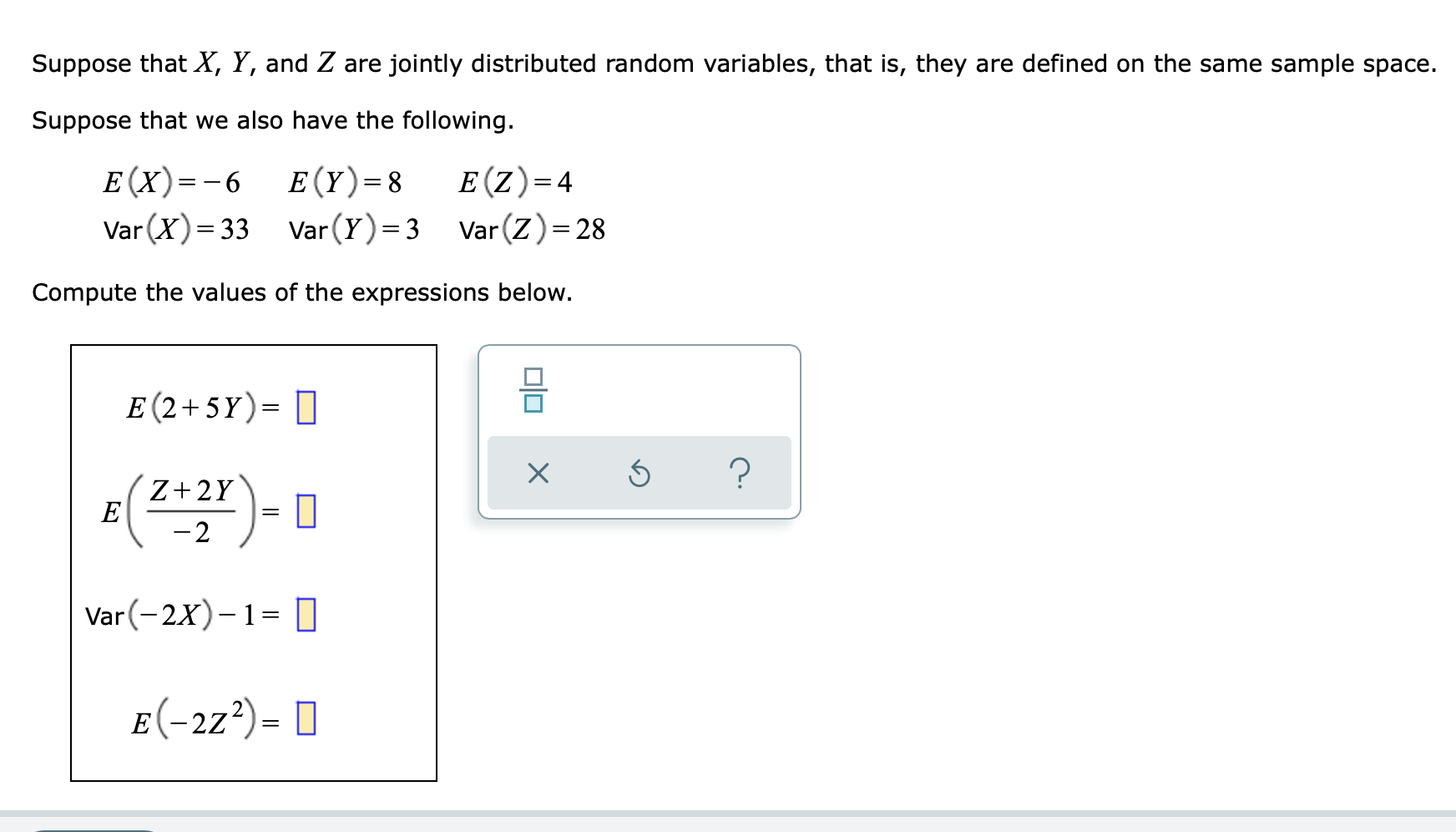 Solved Suppose that X, Y, and Z are jointly distributed | Chegg.com