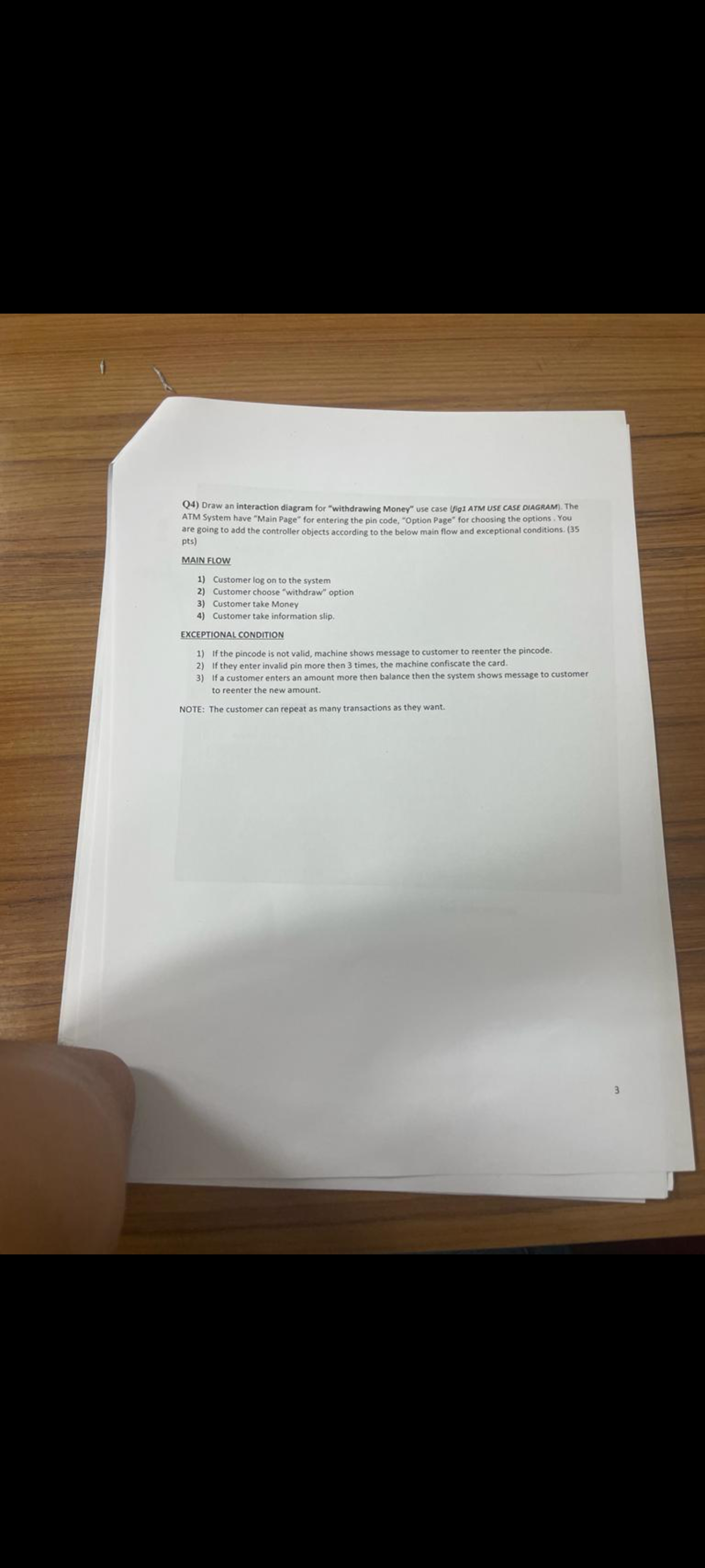 Solved Q4) Draw an interaction diagram for "withdrawing | Chegg.com