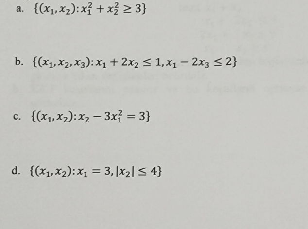 Which Of The Following Defined Sets Are Convex And