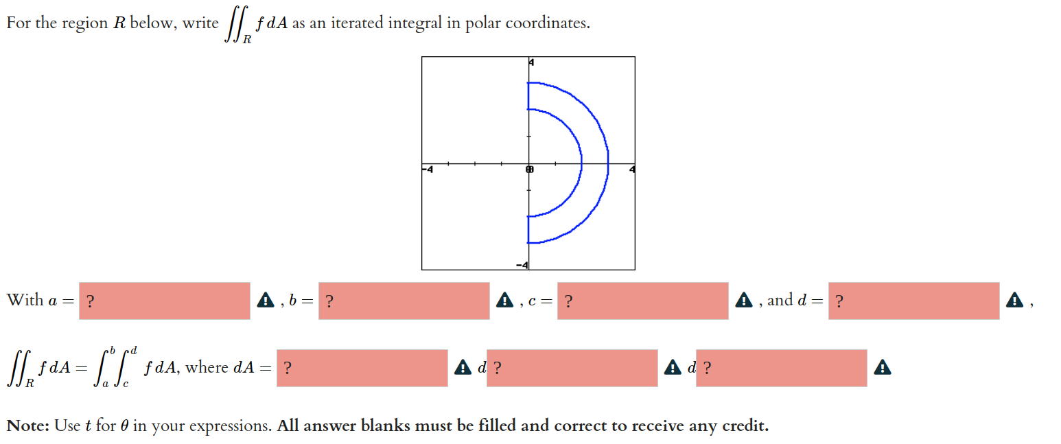 Solved For the region R ﻿below, write ∬RfdA as an iterated | Chegg.com