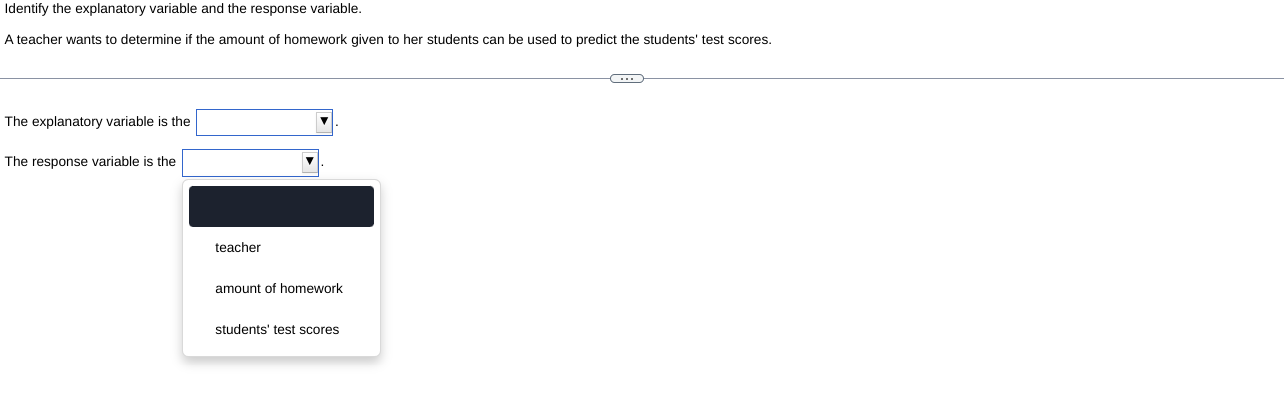 Solved Identify the explanatory variable and the response | Chegg.com