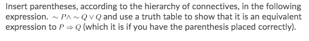 Solved Insert parentheses, according to the hierarchy of | Chegg.com