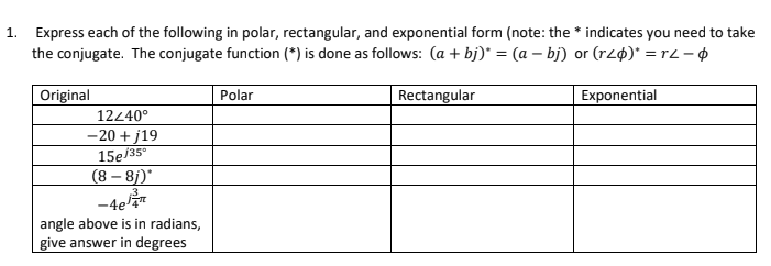 Solved Express each of the following in polar, rectangular, | Chegg.com