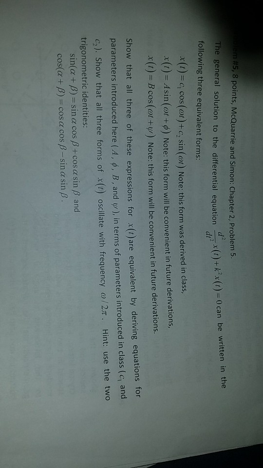 Solved #5. 8 points, McQuarrie and Simon: Chapter 2, Problem | Chegg.com Solved #5. 8 points, McQuarrie and Simon: Chapter 2, Problem | Chegg.com