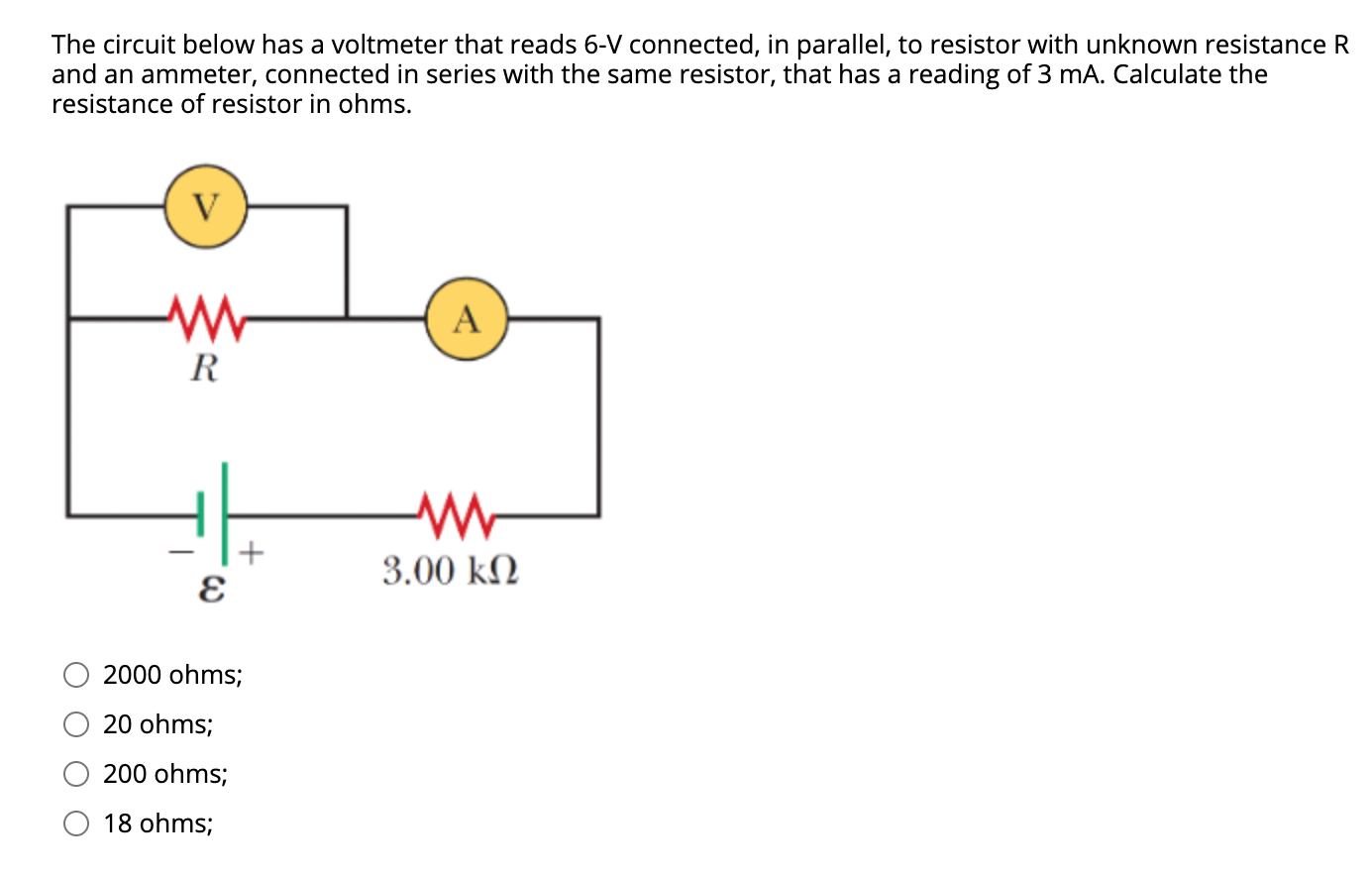 Solved The circuit below has a voltmeter that reads 6-V | Chegg.com