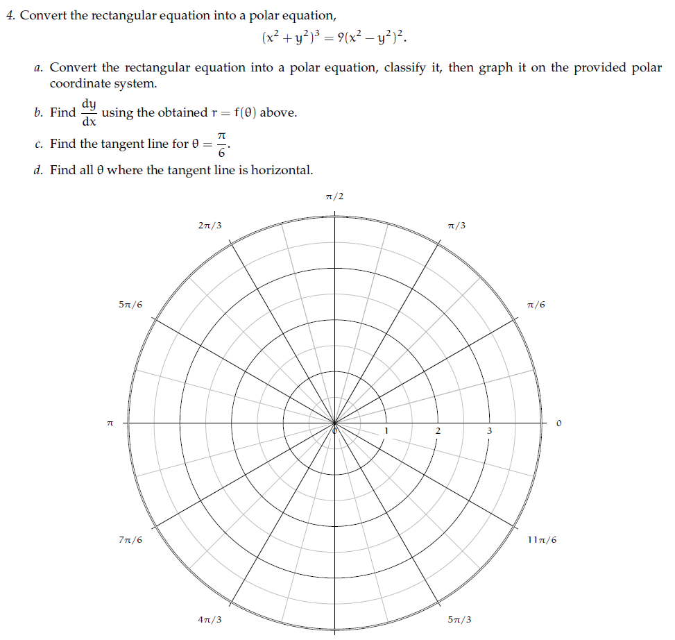Solved 4. Convert the rectangular equation into a polar | Chegg.com