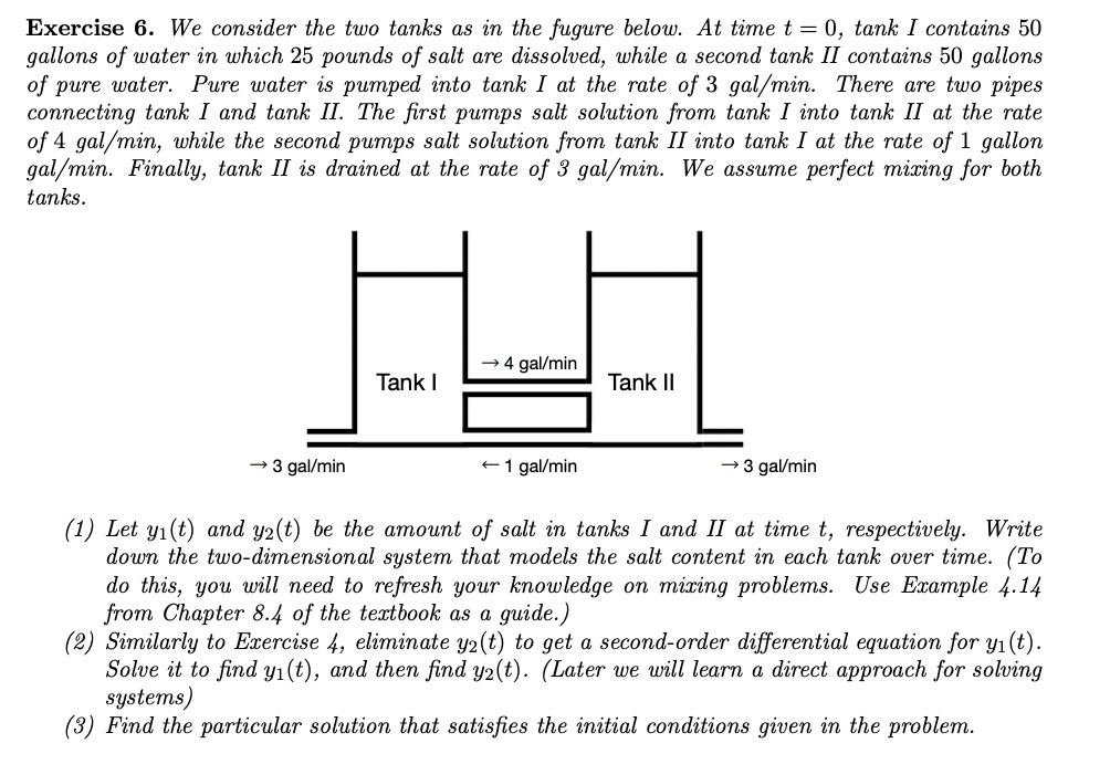 Solved Exercise 6. We consider the two tanks as in the | Chegg.com