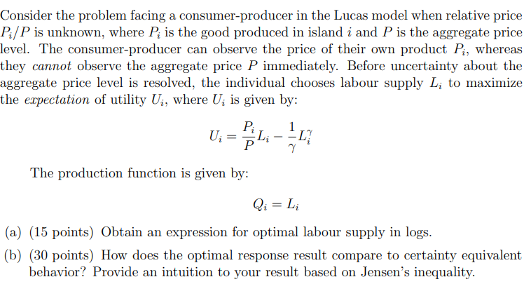 Solved Consider the problem facing a consumer-producer in | Chegg.com