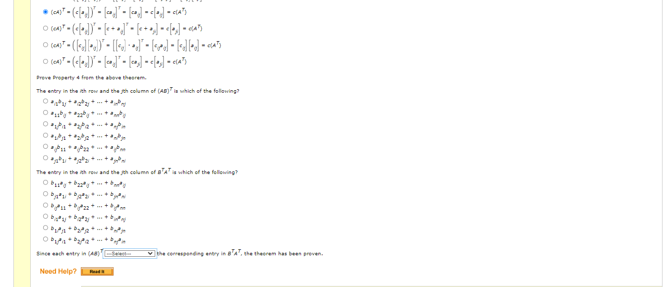 Solved Properties of Transposes If A and B are matrices | Chegg.com