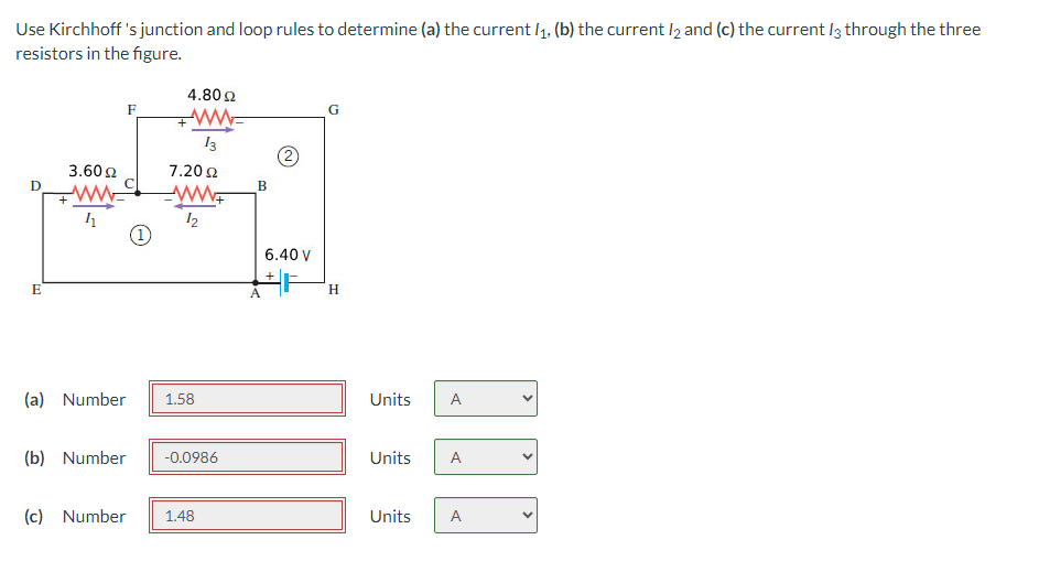 Solved Use Kirchhoff 's junction and loop rules to determine | Chegg.com
