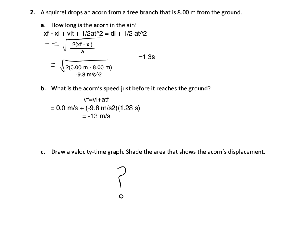 Solved 2. A squirrel drops an acorn from a tree branch that | Chegg.com