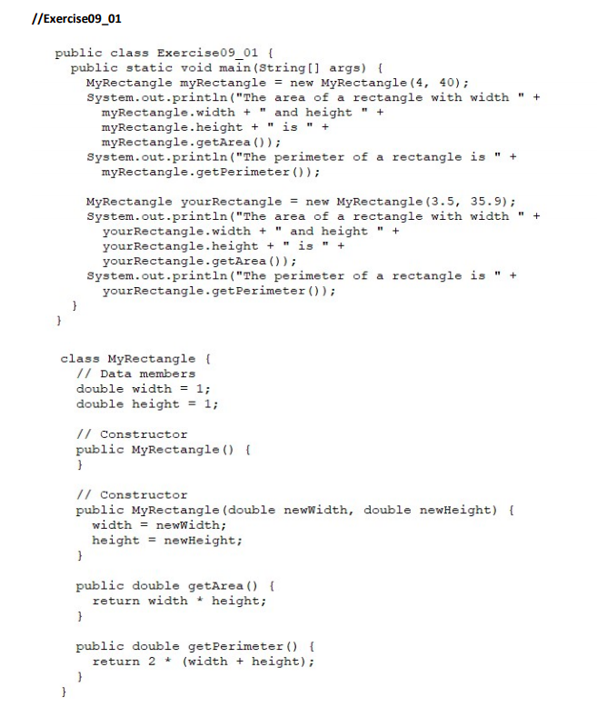 Solved //Exercise09_01 + public class Exercise09_01 { public | Chegg.com