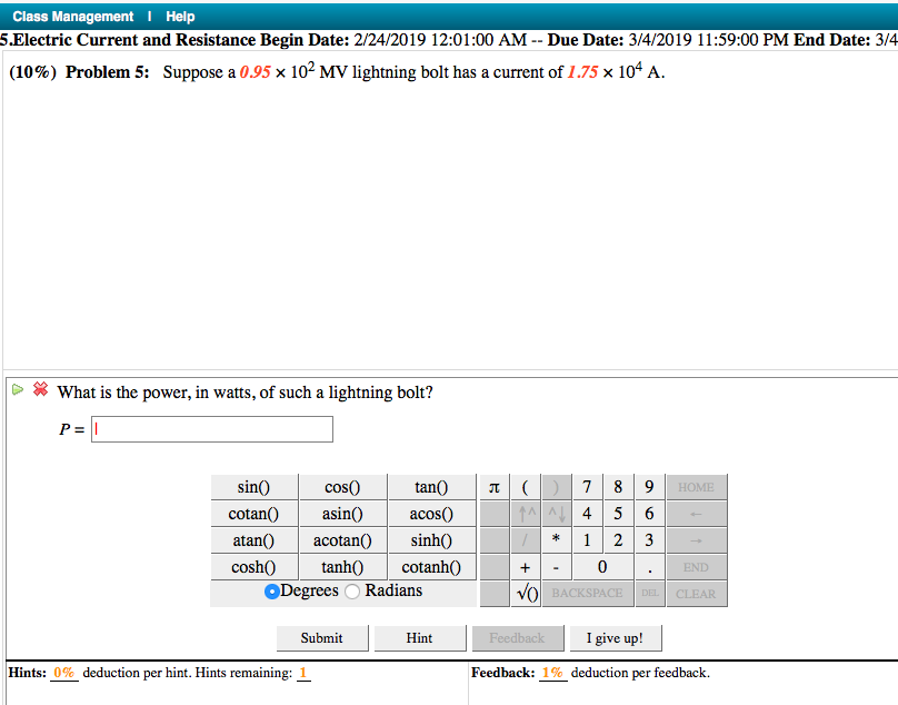 Solved Class Management i Help 5.Electric Current and | Chegg.com