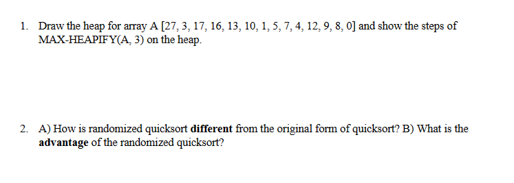 Solved Draw the heap for array A | Chegg.com