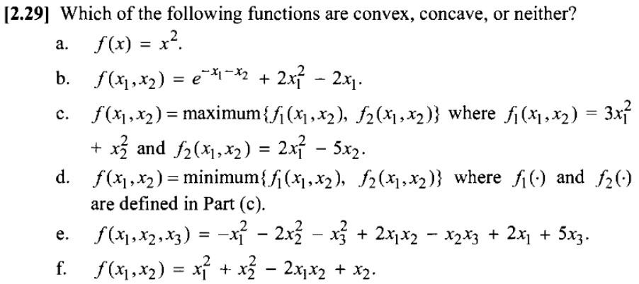 Solved Which of the following functions are convex, concave | Chegg.com