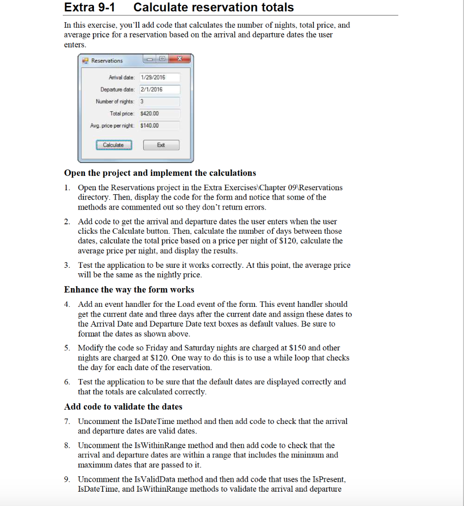 Solved Extra 9-1 Calculate reservation totals In this | Chegg.com