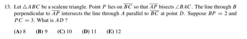 Solved 13. Let ABC be a scalene triangle. Point P lies on | Chegg.com