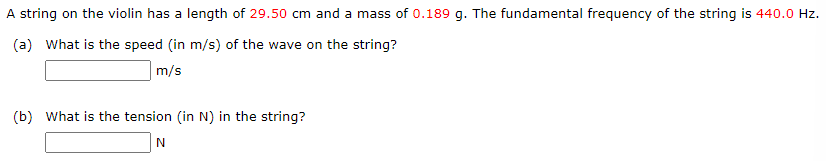 Solved A string on the violin has a length of 29.50 cm and a | Chegg.com