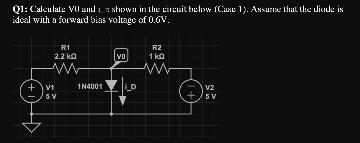 Solved Q1: Calculate V0 and i_D shown in the circuit below | Chegg.com